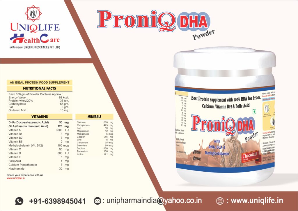 Proniq DHA Protein Powder | Uniqlife BioSciences Pvt. Ltd